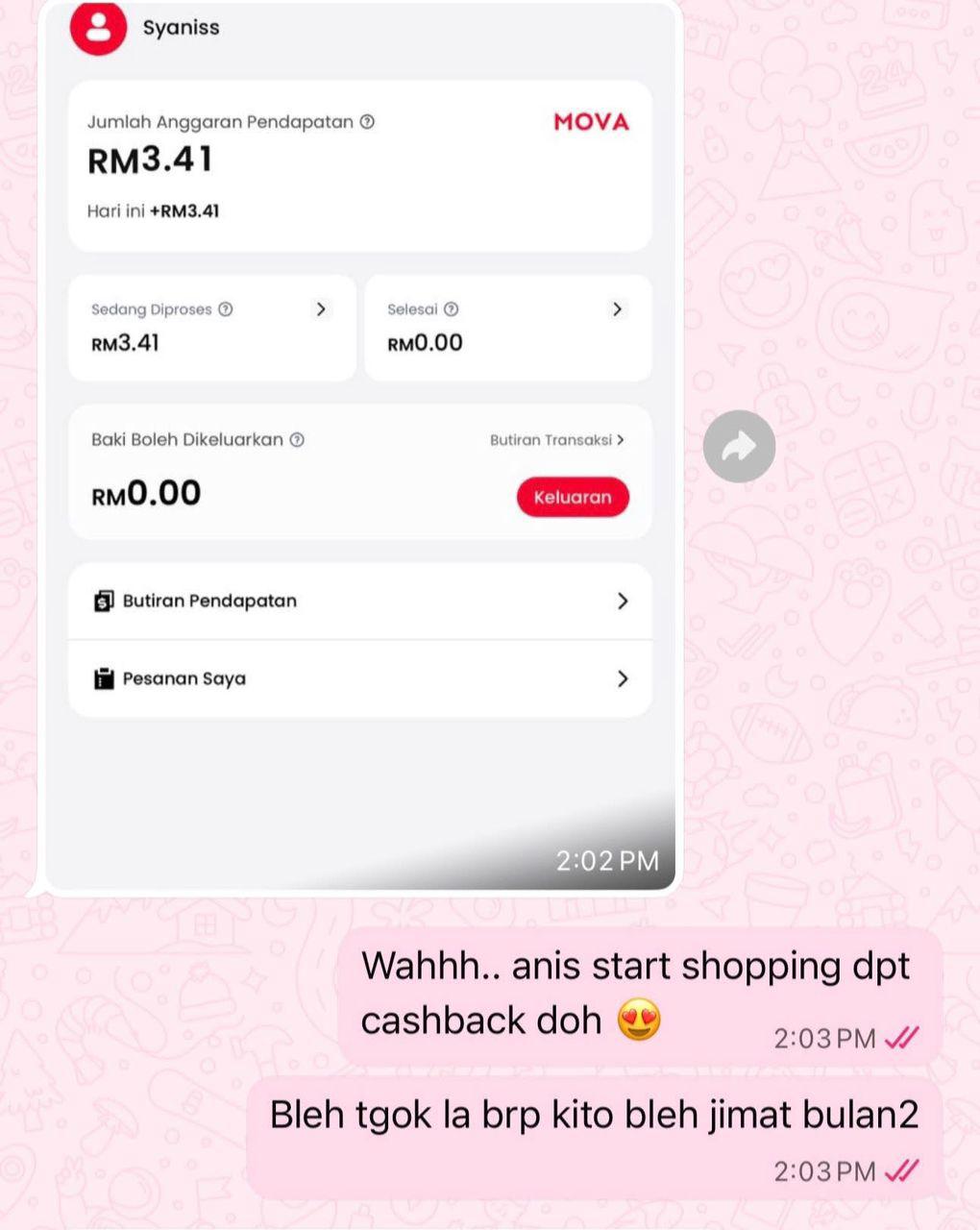 MOVA - Dapatkan Cashback Apabila Shopping di Shopee & TikTok